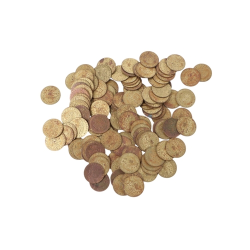 A quantity of George III gilt metal spade guinea gaming counters