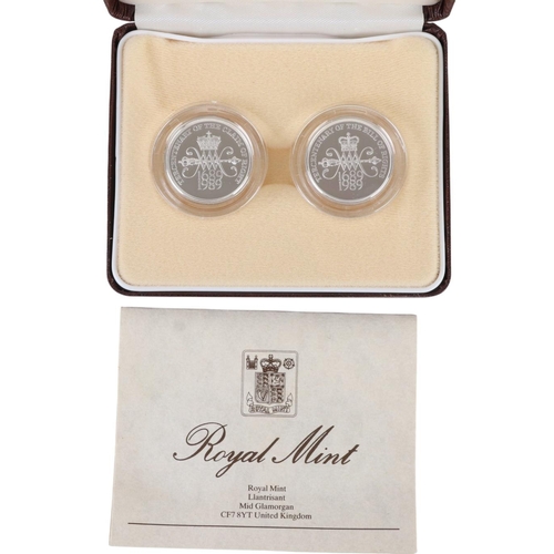 UK sterling silver piedfort proof coin sets (4). 1994 50p (2), 2003 £2 ...