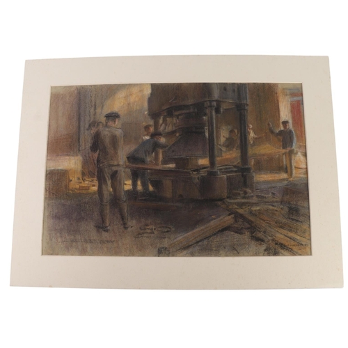 Adolf Hiremy-Hirschl (1860-1933) - A Steel Mill 1917 - pastel, signed ...