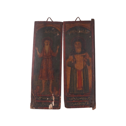 A pair of 18th century Ottoman Egyptian Coptic Christian icon painted ...
