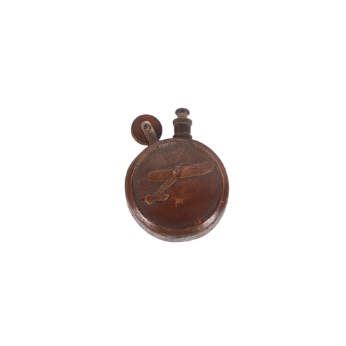 A Zeppelin / Aircraft lighter. A WW1 trench art petrol lighter with an ...