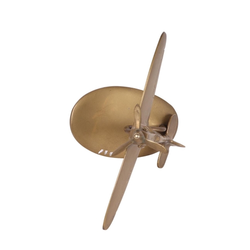 A brass model of a spitfire / hurricane, 17cms long.