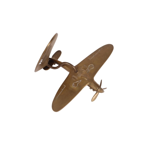 A brass model of a spitfire / hurricane, 17cms long.
