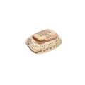 A small bone scrimshaw snuff box decorated with flowers and a motto, 4 ...