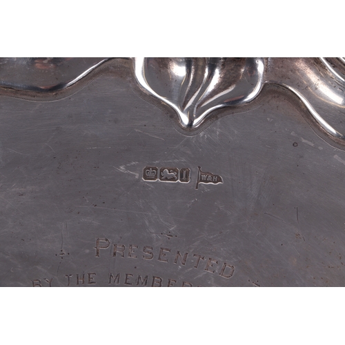 An Edwardian silver tray with presentation inscription, Sheffield 1903 ...