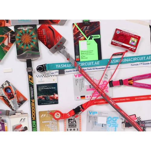 A collection of official F1 paddock passes used by Peter Stayner ...