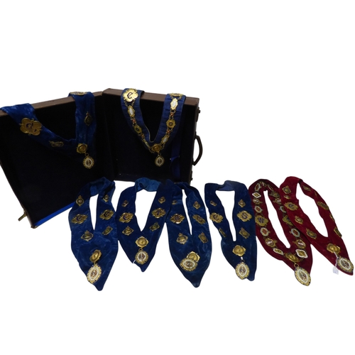 Collection of Masons Garb in Case with Many Lodge Medals and Marks of ...