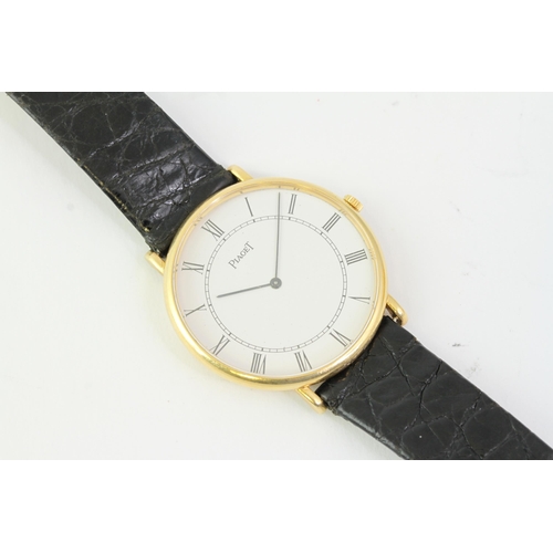18CT PIAGET DRESS WATCH, white dial with Roman numerals, minute track ...