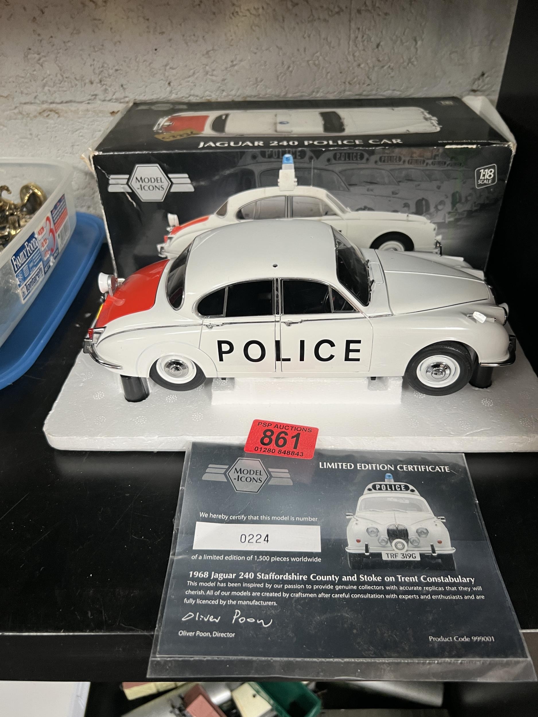 1 18 Scale Jaguar 240 Police Car Ltd Edition By Model Icons No 224