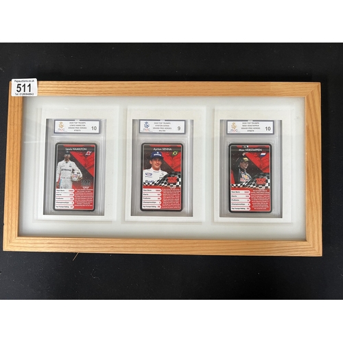 Framed F1 formula one TOP TRUMPS cards , graded by MGC , LEWIS HAMILTON ...