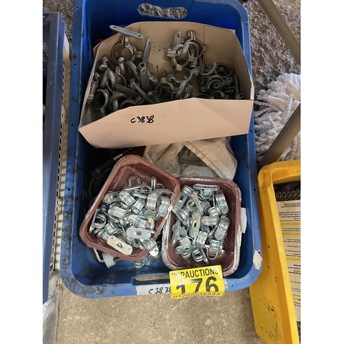 Crate mixed pipe clamps etc..