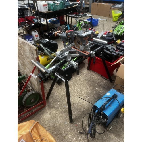 Evolution cut off saw on stand