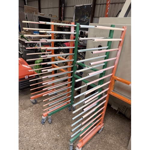 green metal stacking shelving