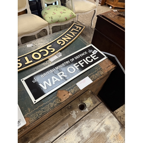 enamel War Office sign