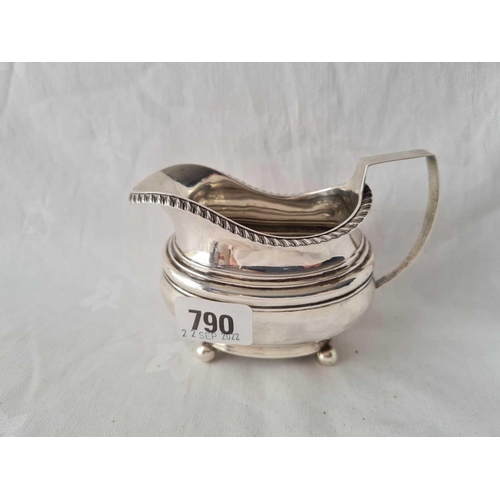 A Georgian Exeter cream jug on ball feet (dents), 5 wide, 1824 by SL ...