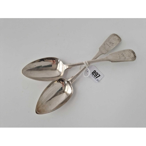 A Pair Of Irish Silver Table Spoons, Fiddle And Shell Pattern With ...