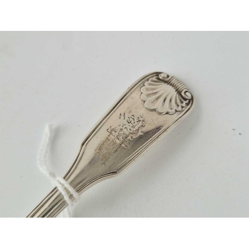 A Georgian fiddle thread and shell pattern crested mustard spoon ...
