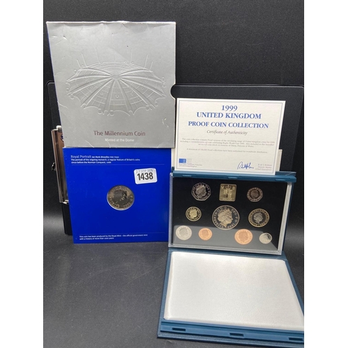 Set of 9 UK proof coins 1999 in blue case & 2000 Millennium ...