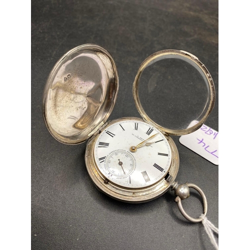 A gents hunter silver pocket watch with seconds dial by J SEWILL