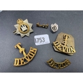 Devonshire Regiment Cap Badge plus Devon Territorial Badges
