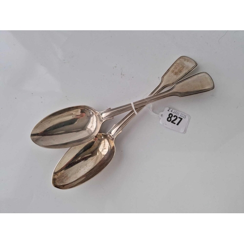 A pair of early Victorian table spoons, fiddle thread pattern, London ...