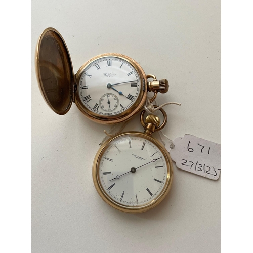 A gents rolled gold hunter pocket watch with seconds dial and rolled ...