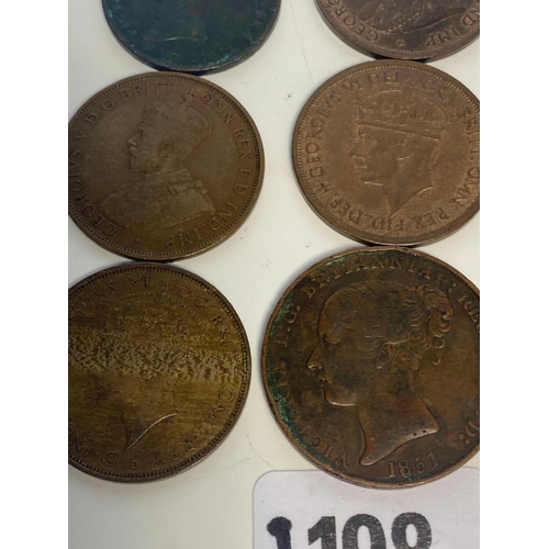 An interesting bag of Jersey bronze and copper coins Victoria to Queen ...