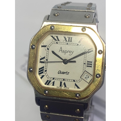 A ASPREY quartz wrist watch with date date aperture seconds sweep