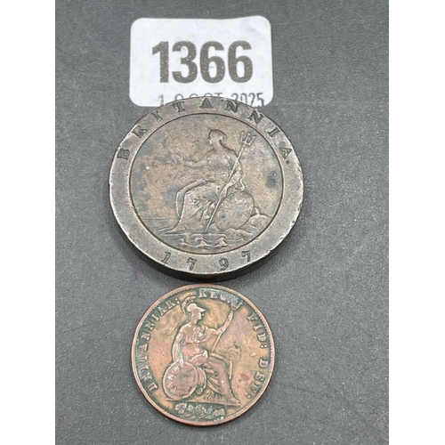 Cartwheel two pence 1797 & half pence 1855