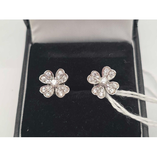 A PAIR OF CLOVER SHAPED EARRINGS 18CT GOLD 4 GMS BOXED