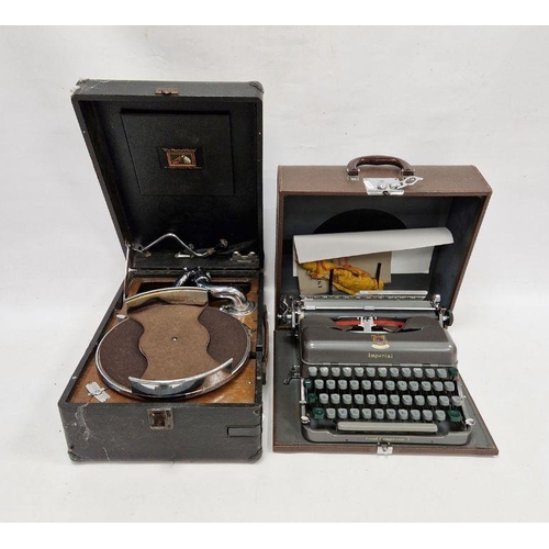 Imperial typewriter in grey, with brown carrying case and His Master's ...