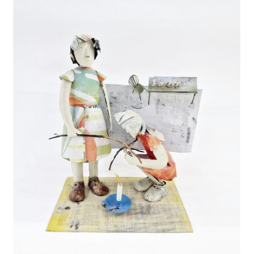 Lucy Casson (b.1960) 'Playing with Fire' recycled tin sculpture group ...