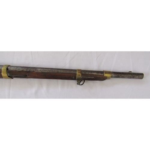 Flintlock rifle with brass fittings, barrel length is 75 cm approx ...