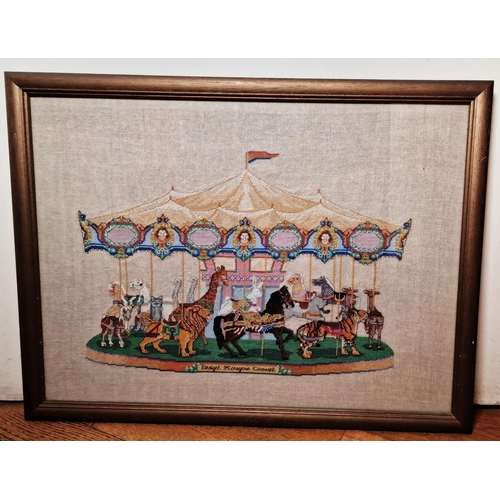 A 20th century woolwork tapestry depicting a carousel named 'Dentjel ...
