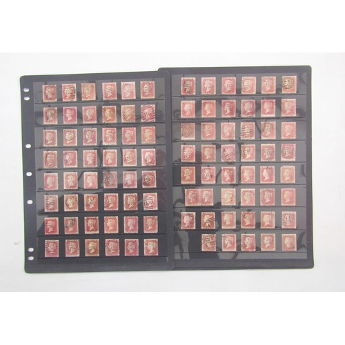 GB stamps: QV used 1d Red 1856-8 plate positional AA-TL collection on 5 ...