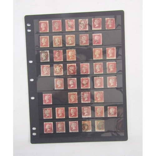 GB stamps: QV used 1d Red 1856-8 plate positional AA-TL collection on 5 ...