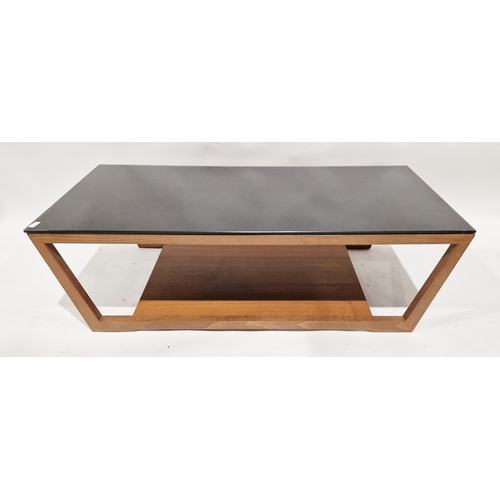 1960’s style Italian Calligaris black opaque glass-topped teak coffee ...