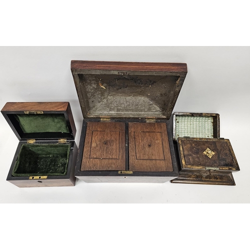 Mahogany and boxwood banded sarcophagus-shaped tea caddy, 28cm x 19cm x ...