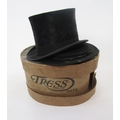 Black top hat, size 15 (worn), a collapsible opera hat, labelled GIBS ...