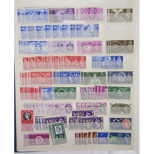 GB stamps: With face value c. £350, large 64-page, blue A4 stock-book ...