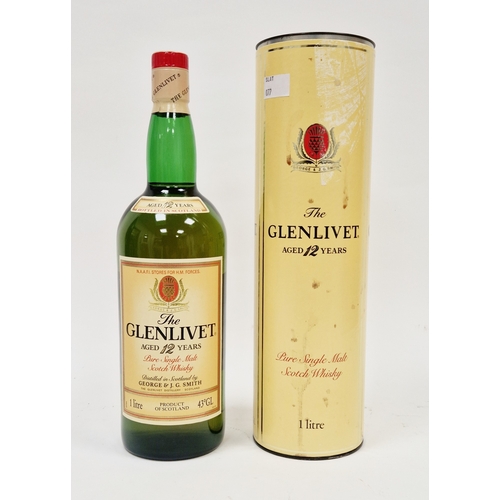 The Glenlivet 12yo pure single malt scotch whisky, distilled in Scotland by George & J G Smith, duty