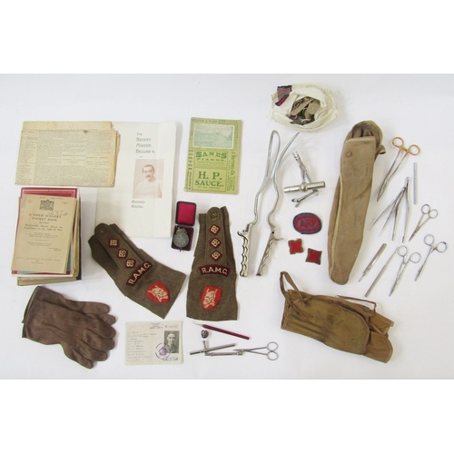 WWII chrome field surgery kit in canvas bag and a field surgery pocket ...