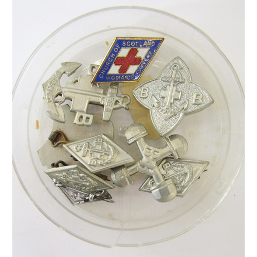 Collection of military cap badges, cloth badges, buttons and rank ...