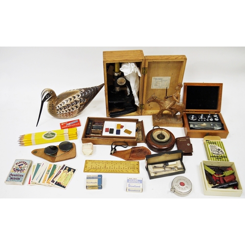 Mixed lot of collectables including a boxed Milbro student microscope ...