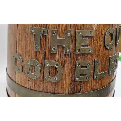 Royal Navy rum grog barrel of tapered form, coopered oak and brass ...