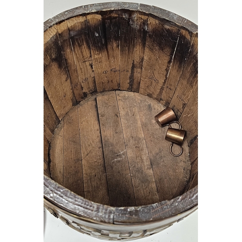 Royal Navy rum grog barrel of tapered form, coopered oak and brass ...