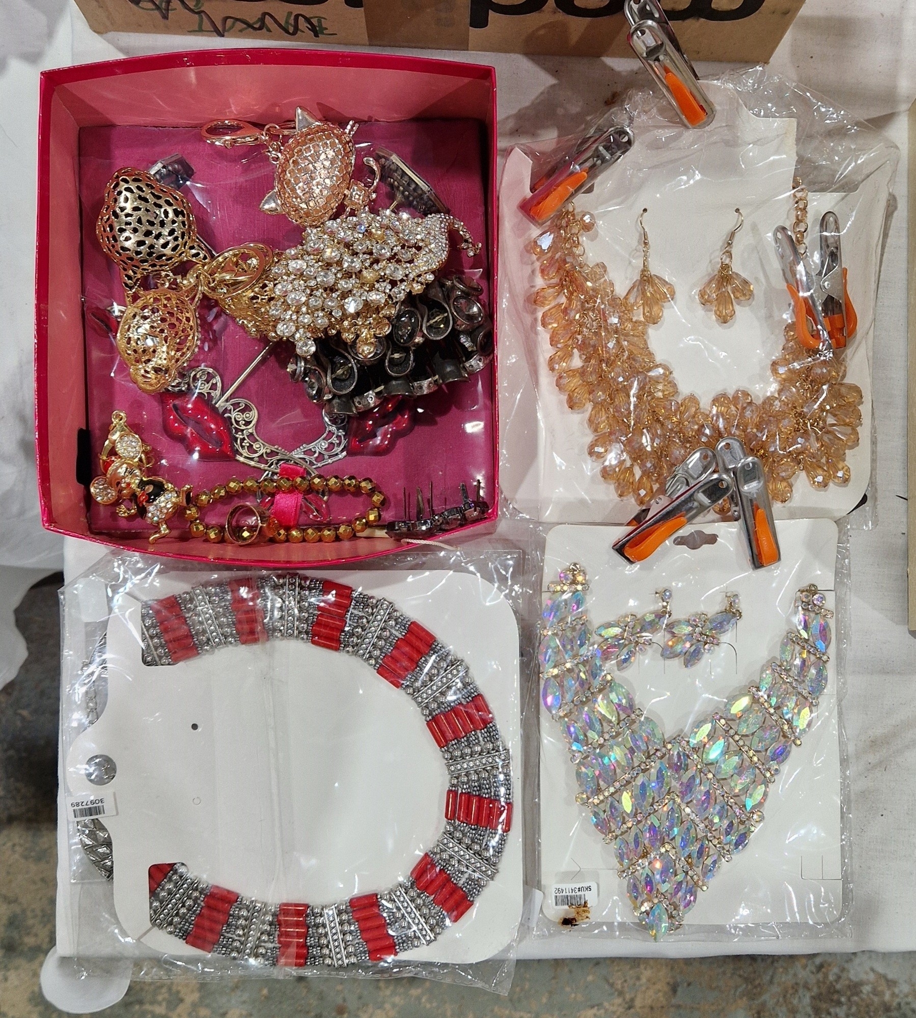 Collection of costume jewellery, included coloured stone mounted ...