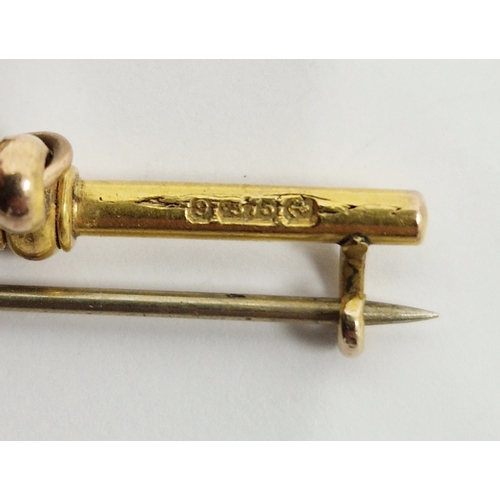 9ct gold bar suspension brooch hung with a 19th century turquoise set ...