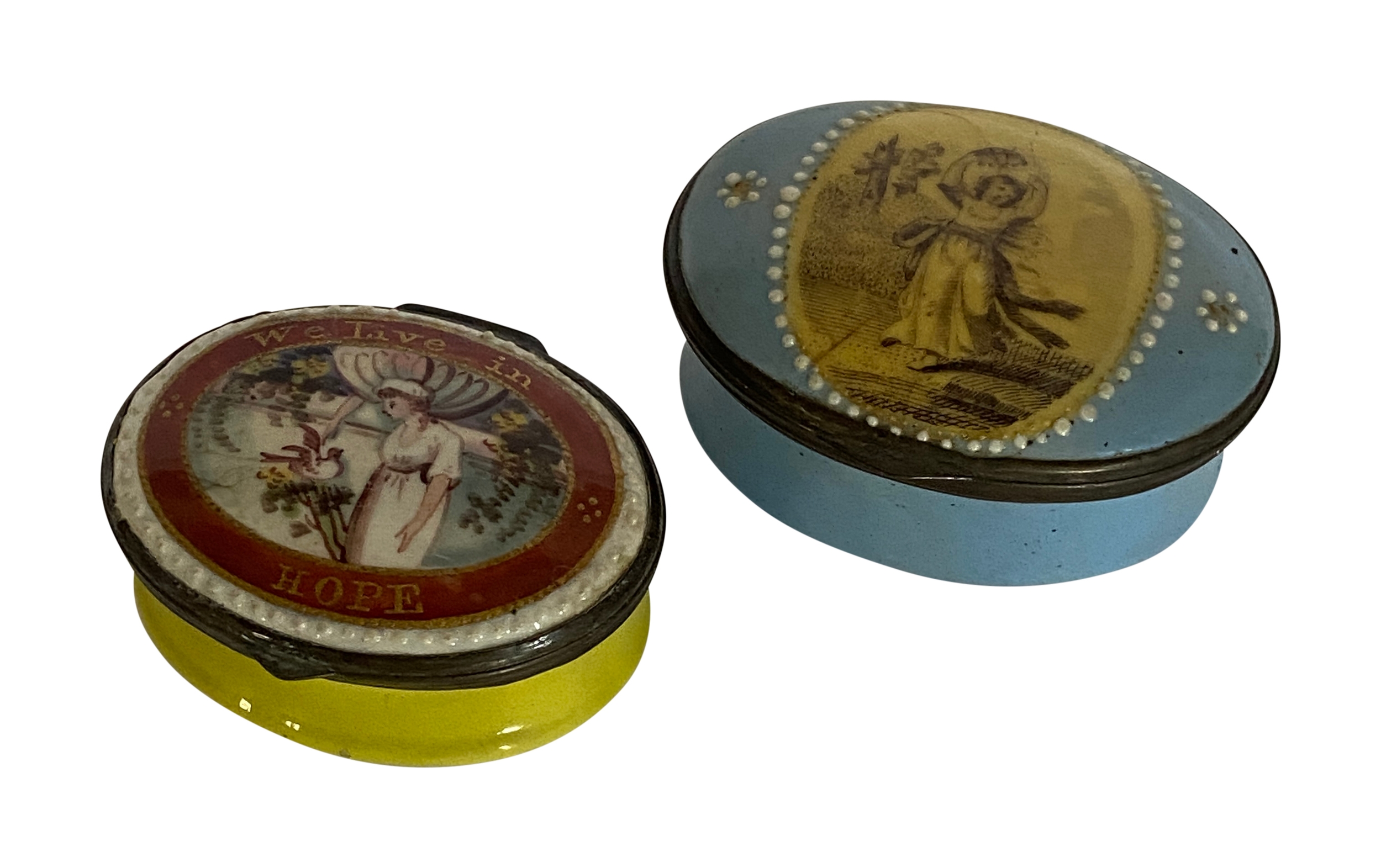 Two 18th century South Staffordshire oval enamel patch boxes The ...