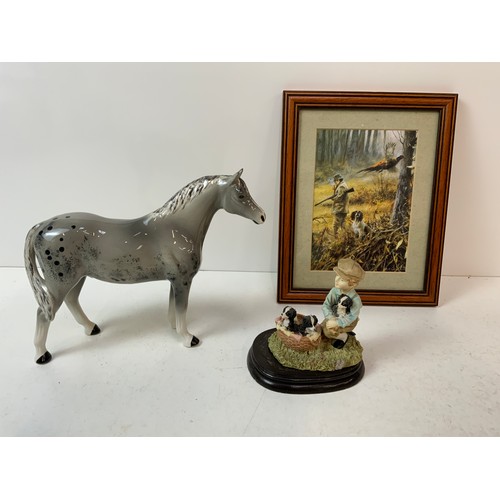 Regency Fine Arts - Boy with Pets and Framed Shooting Picture and ...